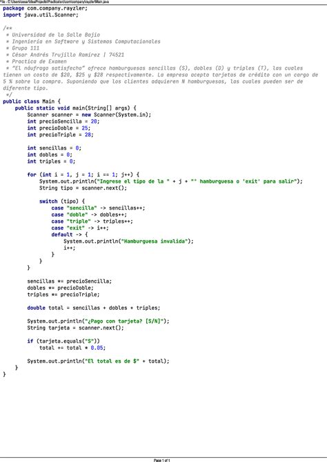 Practica Java Exercise Introducción Al Software Universidad De La