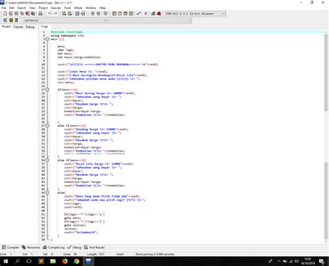 So Simple So Fun PROGRAM DAFTAR MENU MAKANAN MENGGUNAKAN APLIKASI DEV C
