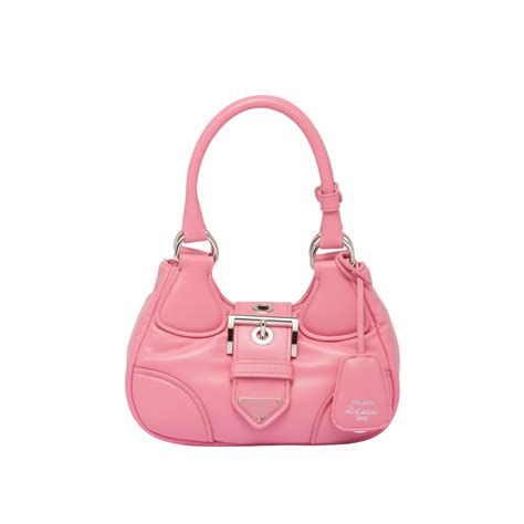 프라다 문 패딩 나파 레더 백 제라늄 핑크 Prada Kream