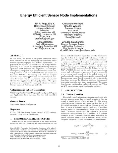 PDF Energy Efficient Sensor Node Implementations