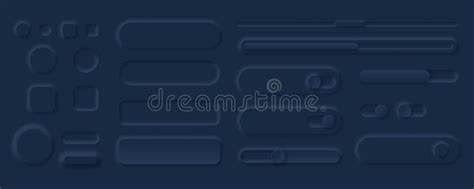 Neumorphism Style Ui Black Elements Sliders Collection Stock Vector Illustration Of Button