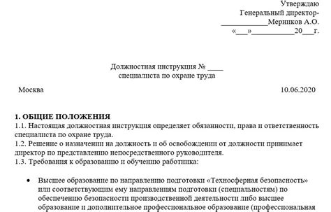 Форма должностной инструкции 2024