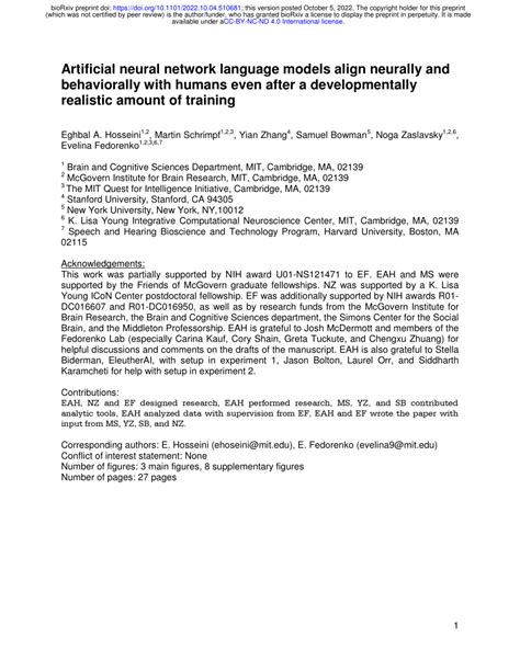 PDF Artificial Neural Network Language Models Align Neurally And