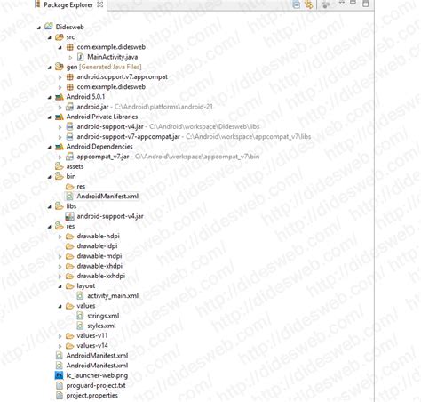 estructura de un proyecto android en eclipse didesweb