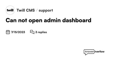 Can Not Open Admin Dashboard Twill Cms