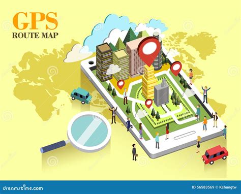 GPS Route Map Concept Stock Vector Illustration Of Lovely