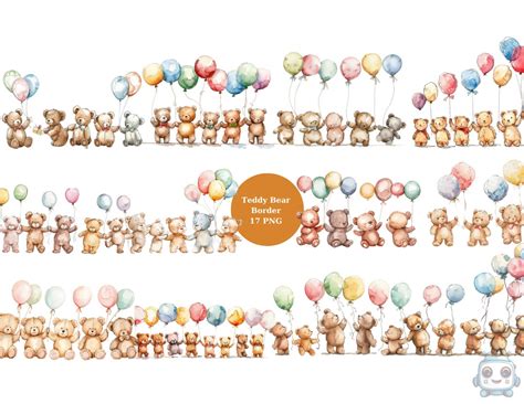 17 Teddy Bear Borders Watercolor Clipart Border Clipart Png
