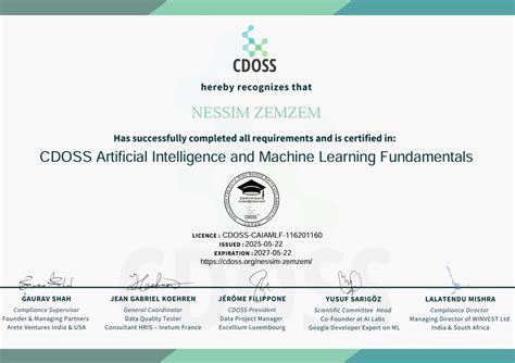 Earned Cdoss Ai And Ml Fundamentals Certification Nessim Zemzem