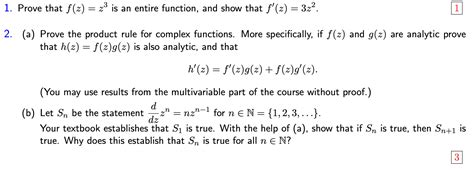 Solved Prove that ƒ z z³ is an entire function and Chegg