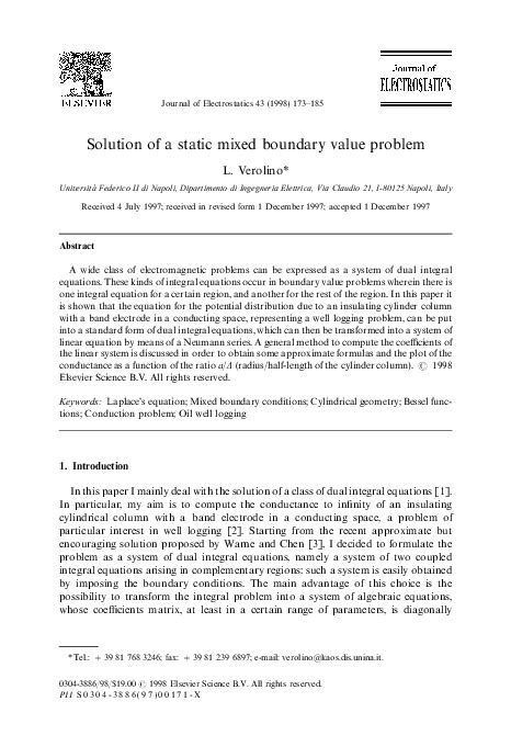 Pdf Solution Of A Static Mixed Boundary Value Problem