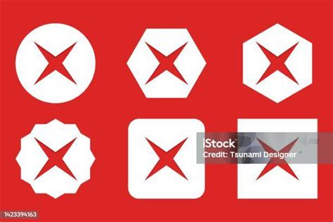 잘못된 표시 아이콘 세트 교차 표시 거부됨 승인되지 않음 아니요 거짓 확인되지 않음 잘못된 선택 작업 완료 투표 빨간색의 벡터 마크 기호 0명에 대한 스톡 벡터 아트 및