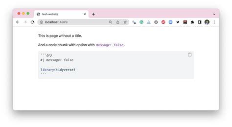 Title Less Web Page Inherits Code Chunk Option As Text On Navbar