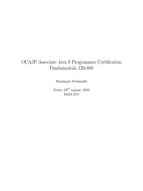 Oca Java Programmer 8 Fundamentals 1z0 808 Pdf Method Computer Programming Class
