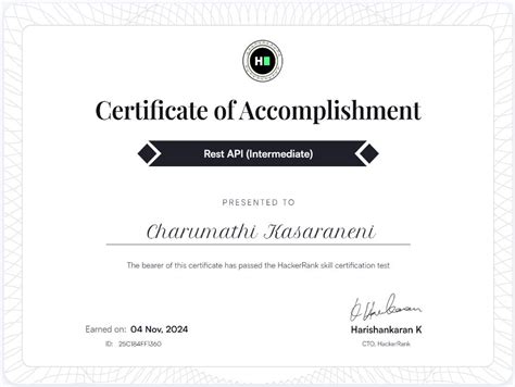 Charumathi Kasaraneni On Linkedin Hackerrank Restapi Skillcertification