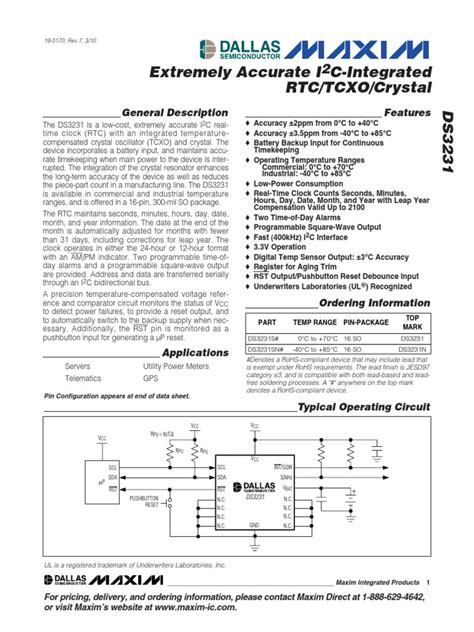 Datasheet Rtc Ds3231 Pdf Computing Electricity