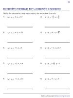 Recursive Formulas For Geometric Sequences Worksheets