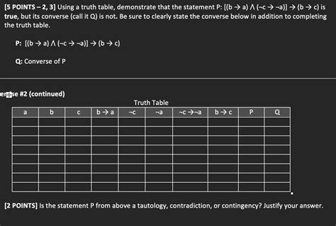 Solved 5 Points −23 Using A Truth Table Demonstrate That