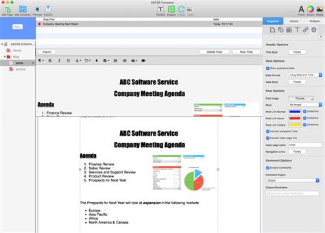 everweb 2 0 preview easy blog post editing website building for mac