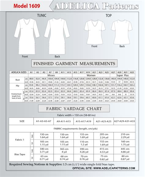 Adelica Pattern 1609 Plus Size Long Tunic Sewing Pattern Textillia
