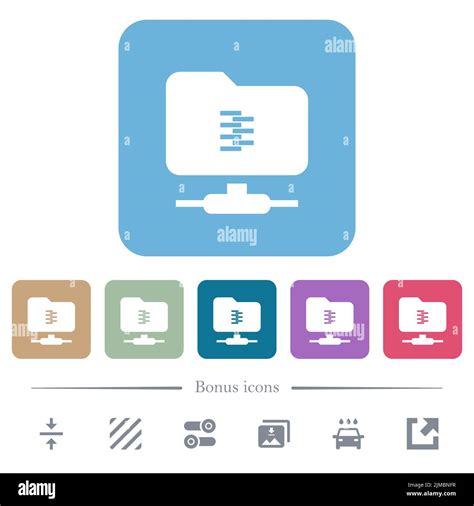 Ftp Compression White Flat Icons On Color Rounded Square Backgrounds 6 Bonus Icons Included