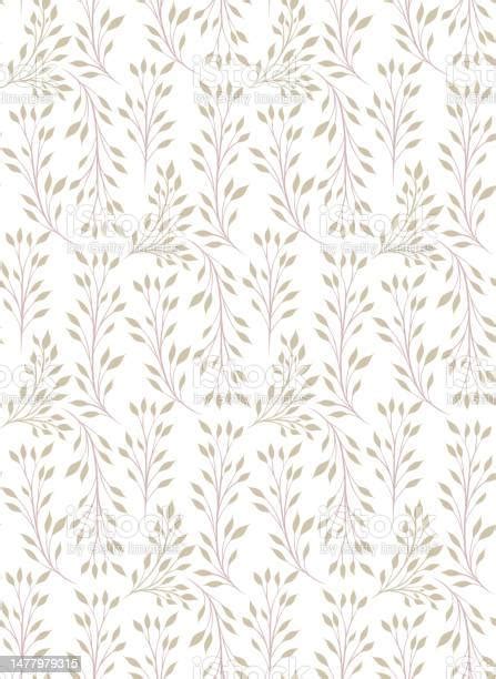 흰색 배경에 줄기와 잎이 있는 벡터 매끄러운 패턴 꼬인 가지와 단풍이 있는 평평한 질감 식물 배경 0명에 대한 스톡 벡터 아트