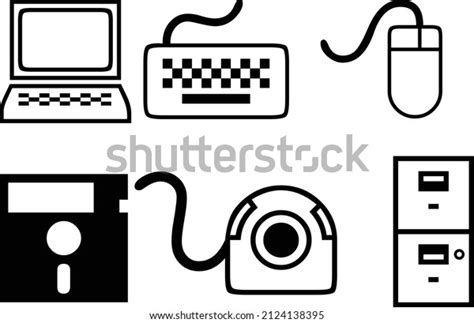 Illustration Computer Monitor Icon Keyboard Mouse Stock Vector Royalty Free 2124138395