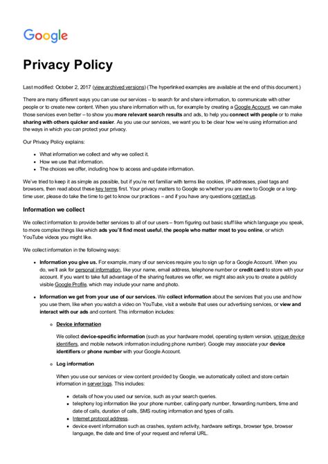 Online Store Privacy Policy Template