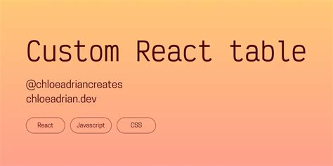 Github Chloeadriancreatescustom React Table