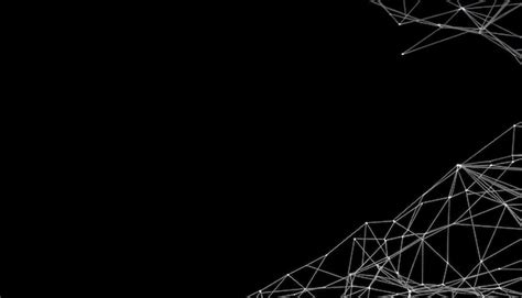 Abstract Digital Network With White Lines Connecting Dots On Black Background Premium Ai