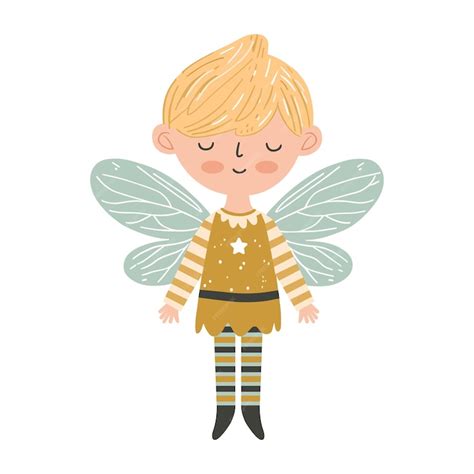 요정 소년 일러스트 아이들을 위한 귀여운 요정 클리파트 프리미엄 벡터