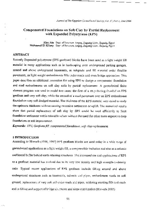 Pdf Compensated Foundations On Soft Clay By Partial Replacement With