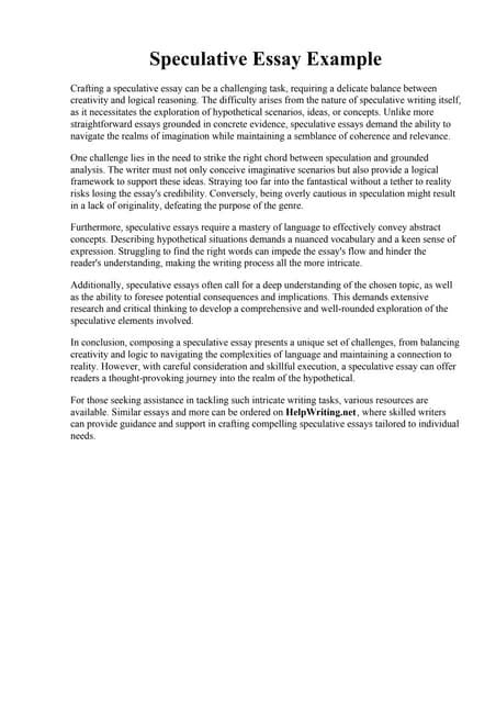 Speculative Essay Examplepdf Reproductive Health Diseases And Conditions