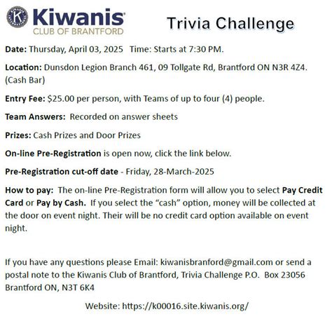 Kiwanis Trivia Challenge Brantbeacon