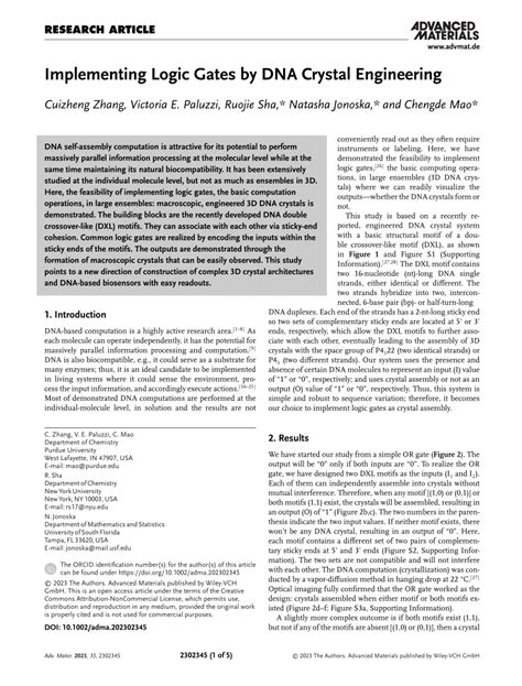 pdf implementing logic gates by dna crystal engineering