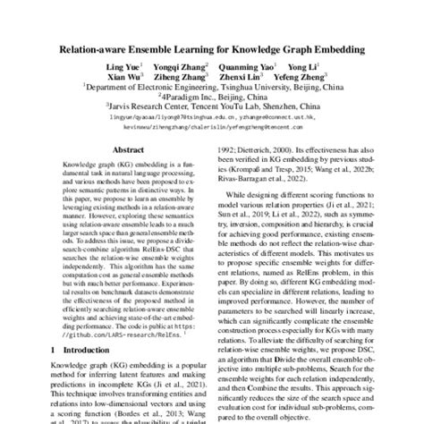 relation aware ensemble learning for knowledge graph embedding acl