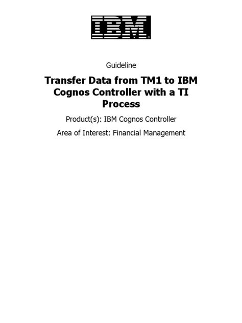 Transfer Data From Tm1 To Cognos Controller With Tm1 Process Pdf Intel Sql