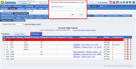 Updating Student Locker Assignments Genesis Sis Support