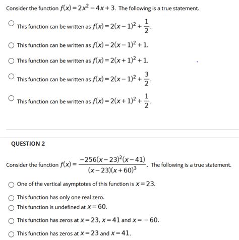 Solved 1 Consider The Function F X 2x2 4x 3 The