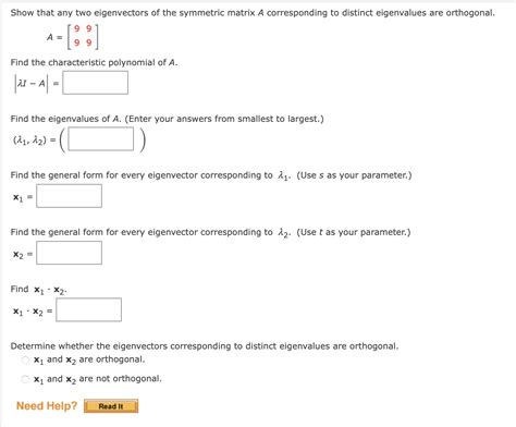 Solved Show That Any Two Eigenvectors Of The Symmetric