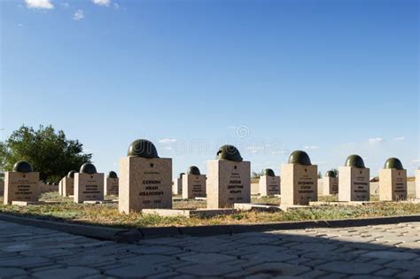 Graves on the Soviet Cemetery of Rossoshk. Volgograd, Russia Editorial ...