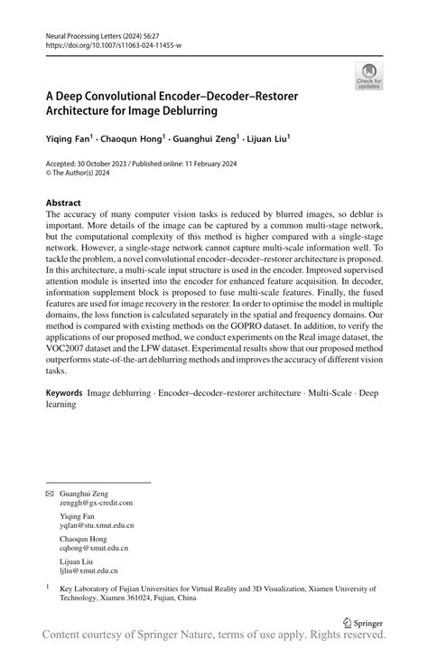 Pdf A Deep Convolutional Encoderdecoderrestorer Architecture For