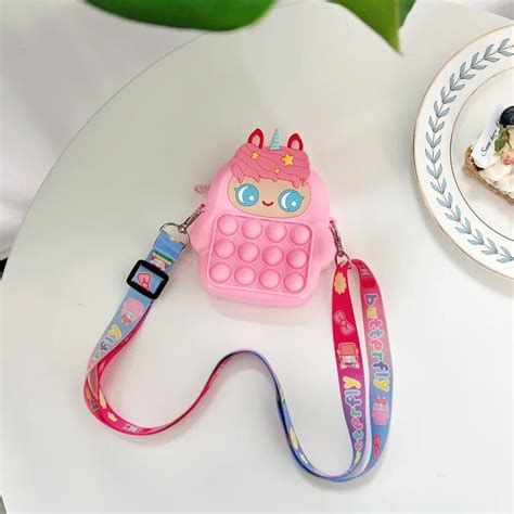 Hot Fidget Toys Stress Silicone Push Bubbles Toy Rainbow Unicorns Premium Girls Push Bubble Bag