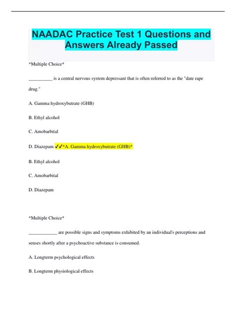 NAADAC Practice Test Questions And Answers Already Passed NAADAC Stuvia US