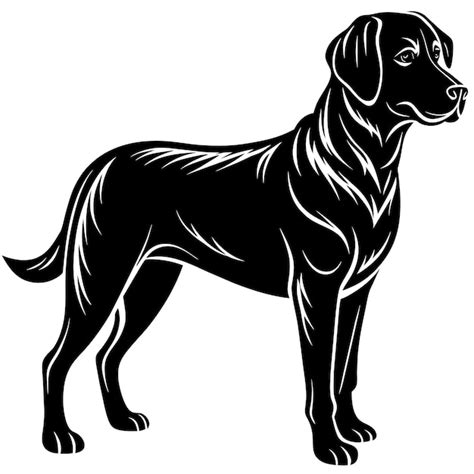 силуэт собаки черно белый изолированный белый фон Премиум Ai сгенерированный вектор