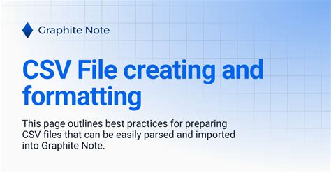 Csv File Creating And Formatting Graphite Note Documentation