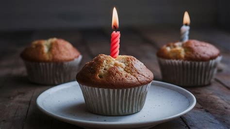 Premium Photo Closeup Muffin With Candle