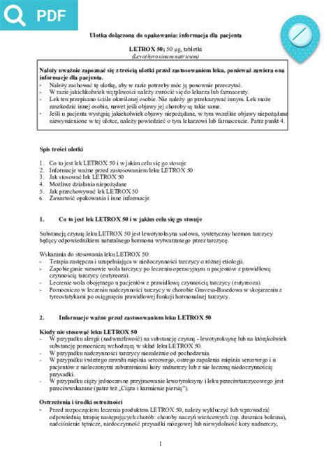 Letrox 50 Cena I Dostępność W Aptekach W Całym Kraju Gdzie Po Lek