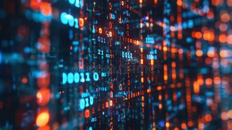 Futuristic Digital Matrix With Light Streams Data Code Technology