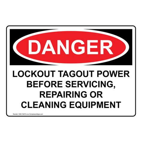 Osha Sign Danger Lockout Tagout Power Servicing Repairing Sign