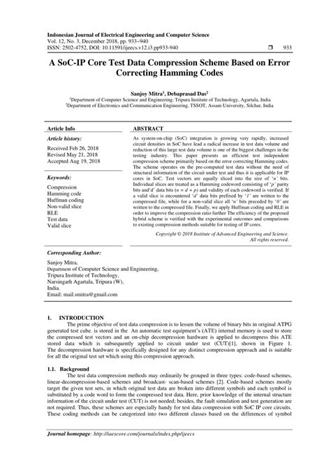 Pdf A Soc Ip Core Test Data Compression Scheme Based On Error